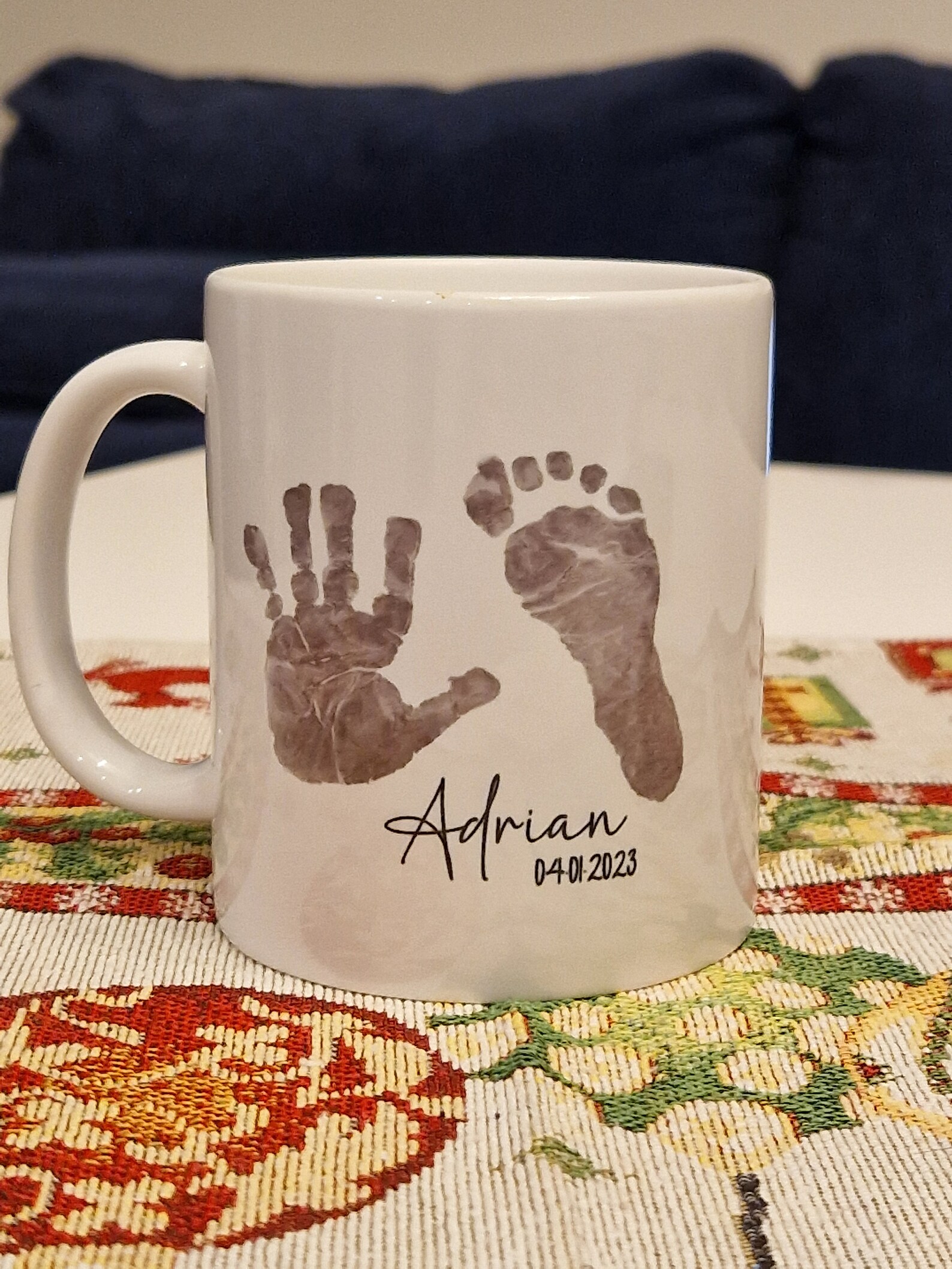 Baby Footprint Personalized Mug, Baby Hand Print Custom Cup, Custom ...
