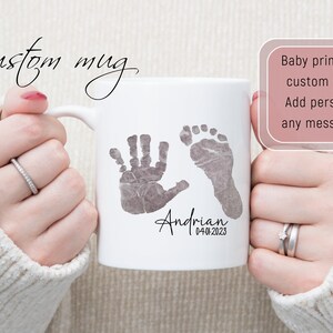 Baby Footprint Personalized Mug, Baby Hand Print Custom Cup, Custom ...