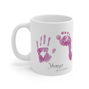 Baby Footprint Personalized Mug, Baby Hand Print Custom Cup, Custom ...