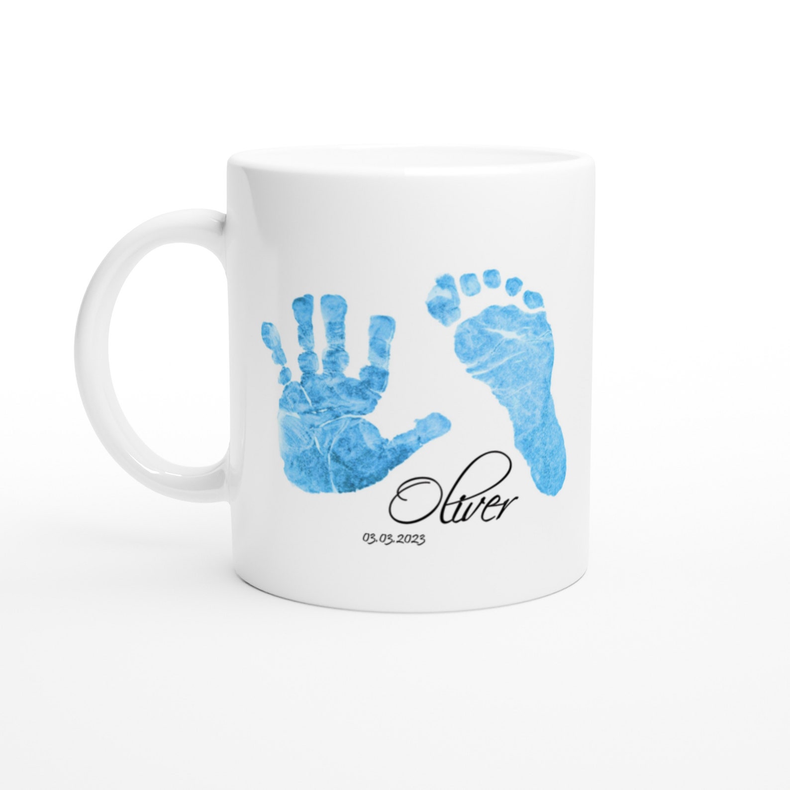 Baby Footprint Personalized Mug, Baby Hand Print Custom Cup, Custom ...