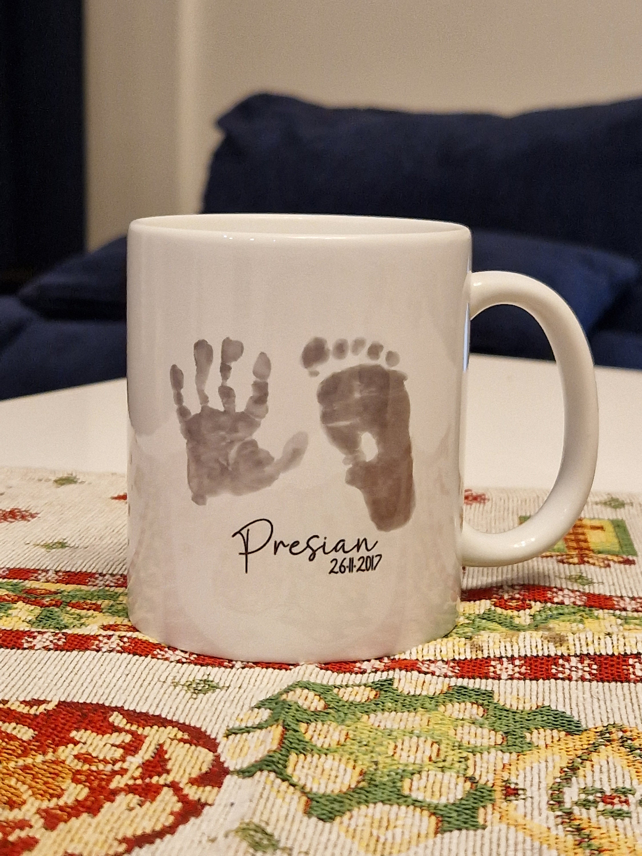 Baby Footprint Personalized Mug, Baby Hand Print Custom Cup, Custom ...