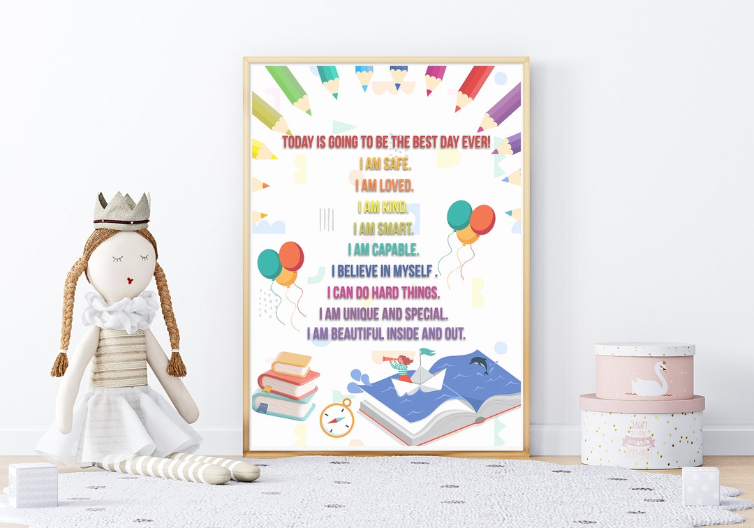 Kids Affirmation Poster, I AM Affirmations, Classroom Poster, Playroom ...