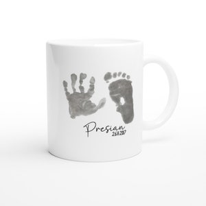 Baby Footprint Personalized Mug, Baby Hand Print Custom Cup, Custom ...