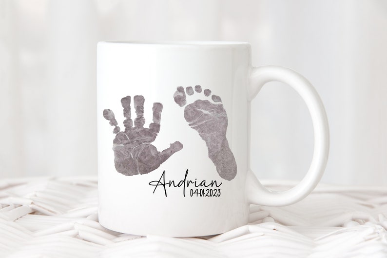 Baby Footprint Personalized Mug, Baby Hand Print Custom Cup, Custom ...