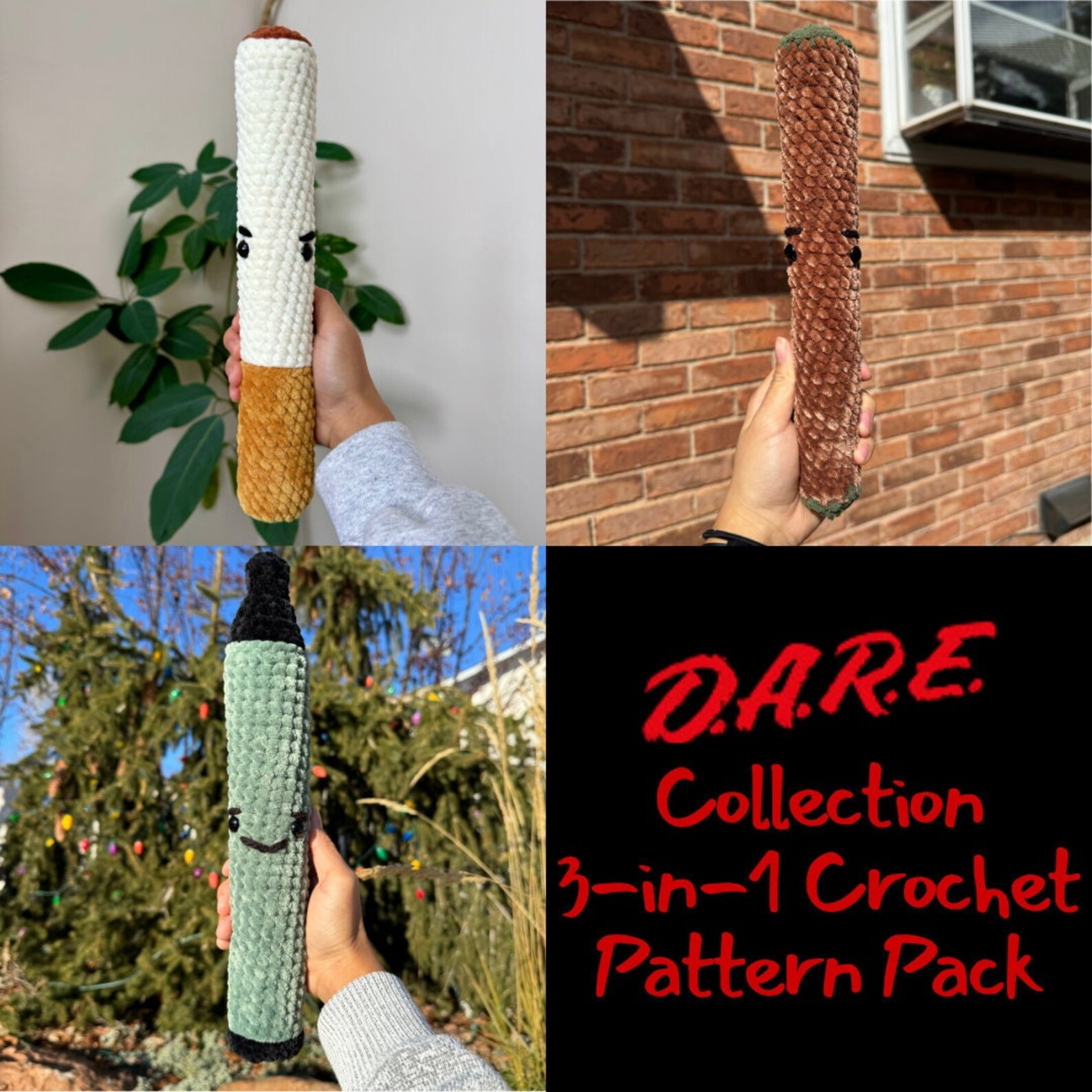 D.A.R.E Collection 3-in-1 Crochet PDF Pattern Pack | Crochet Blunt ...