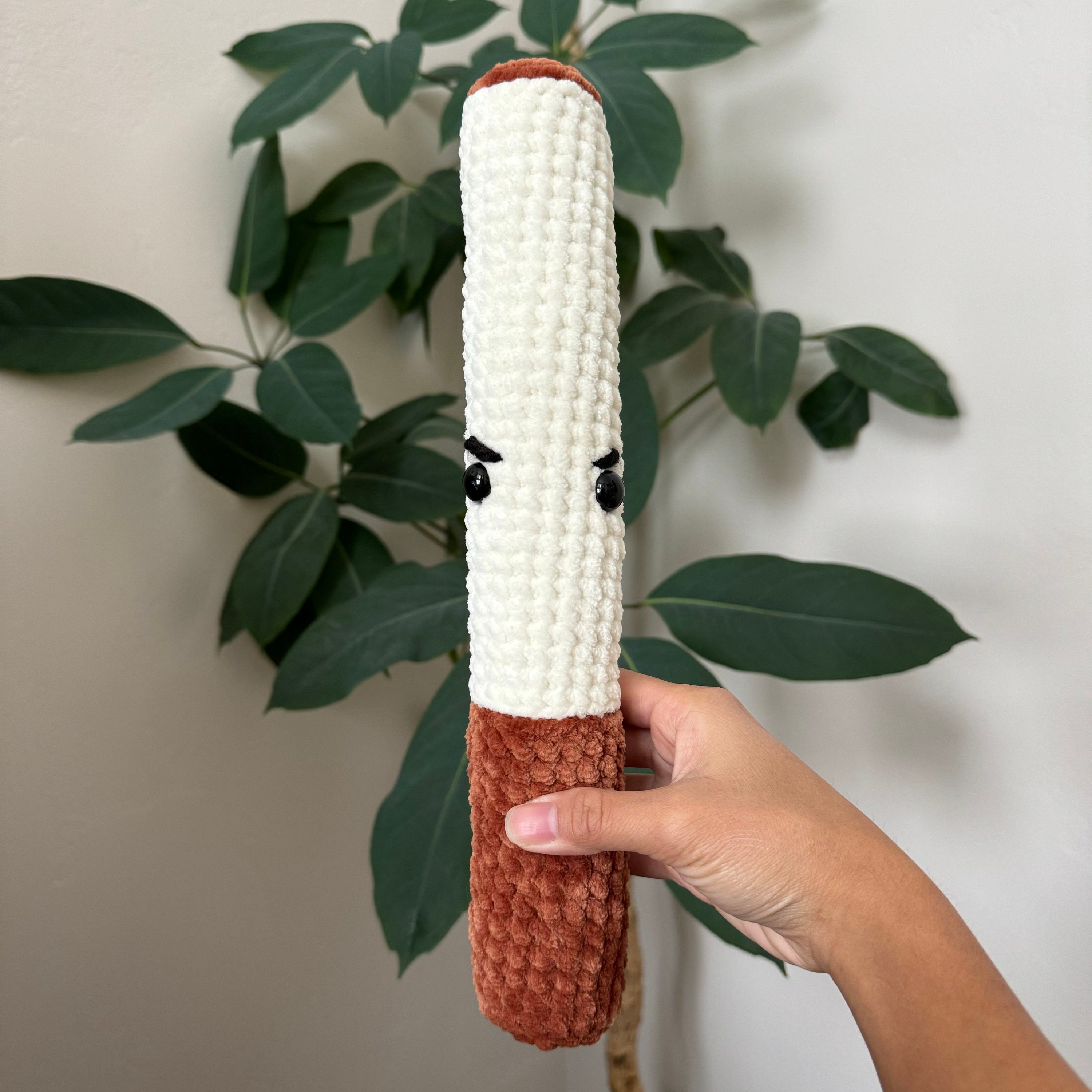 Lil Big Cig Crochet Cigarette Plushie Soft Amigurumi Angry Cigarette ...