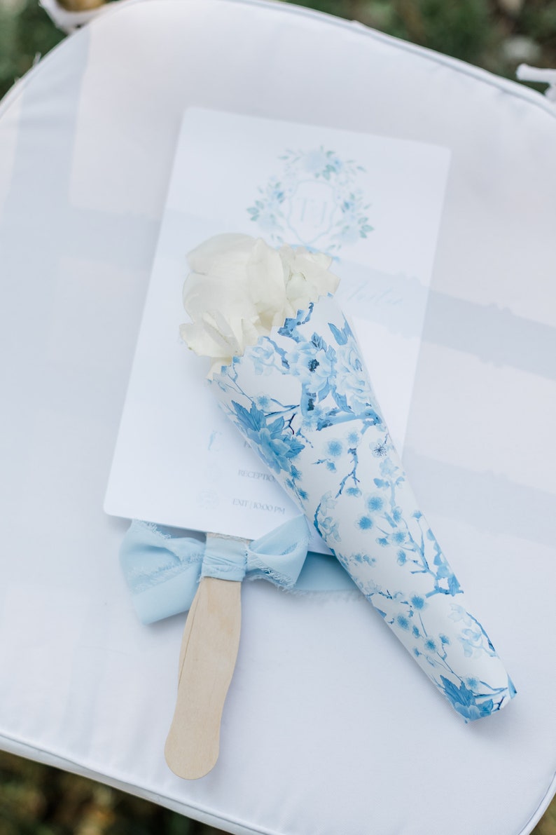 Classic Blue & White Foldable Wedding Program Template (downloadable ...