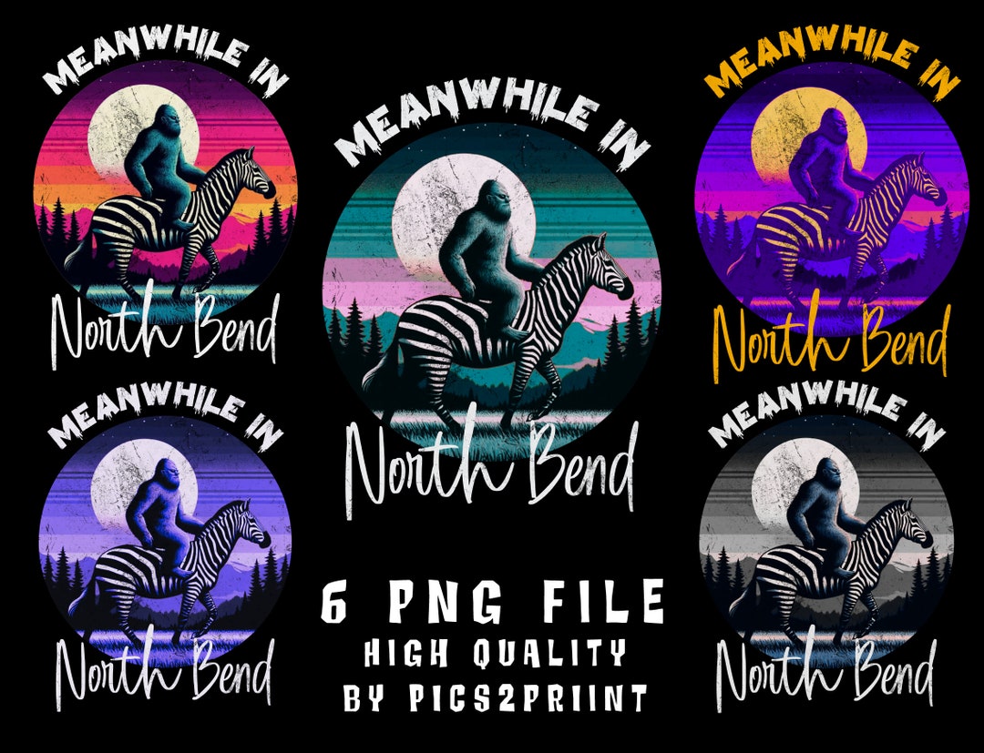 Bigfoot Riding A Zebra Meanwhile in North Bend Png - Etsy