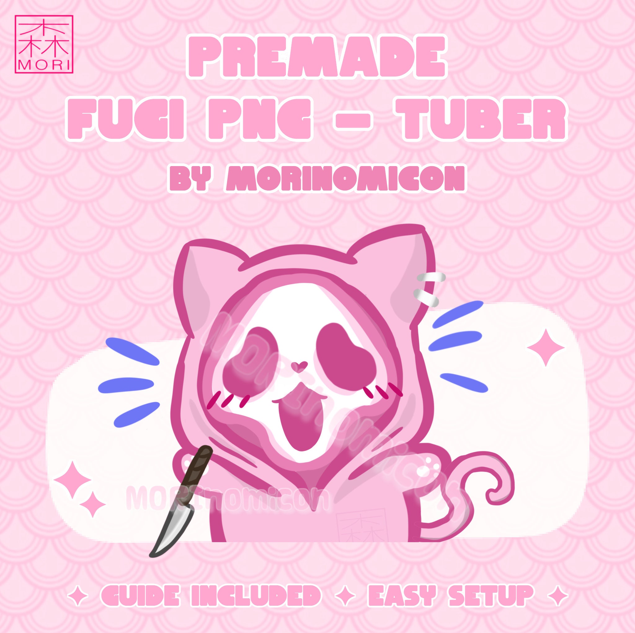 Premade FUGI PNG VTUBER - Pink Ghostie Cat by Morinomicon - Etsy