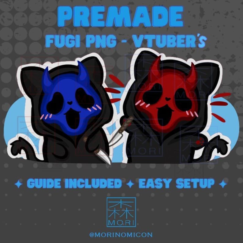 Premade VTUBER BUNDLE (2) - Red & Blue Devil Ghostie Cats by ...
