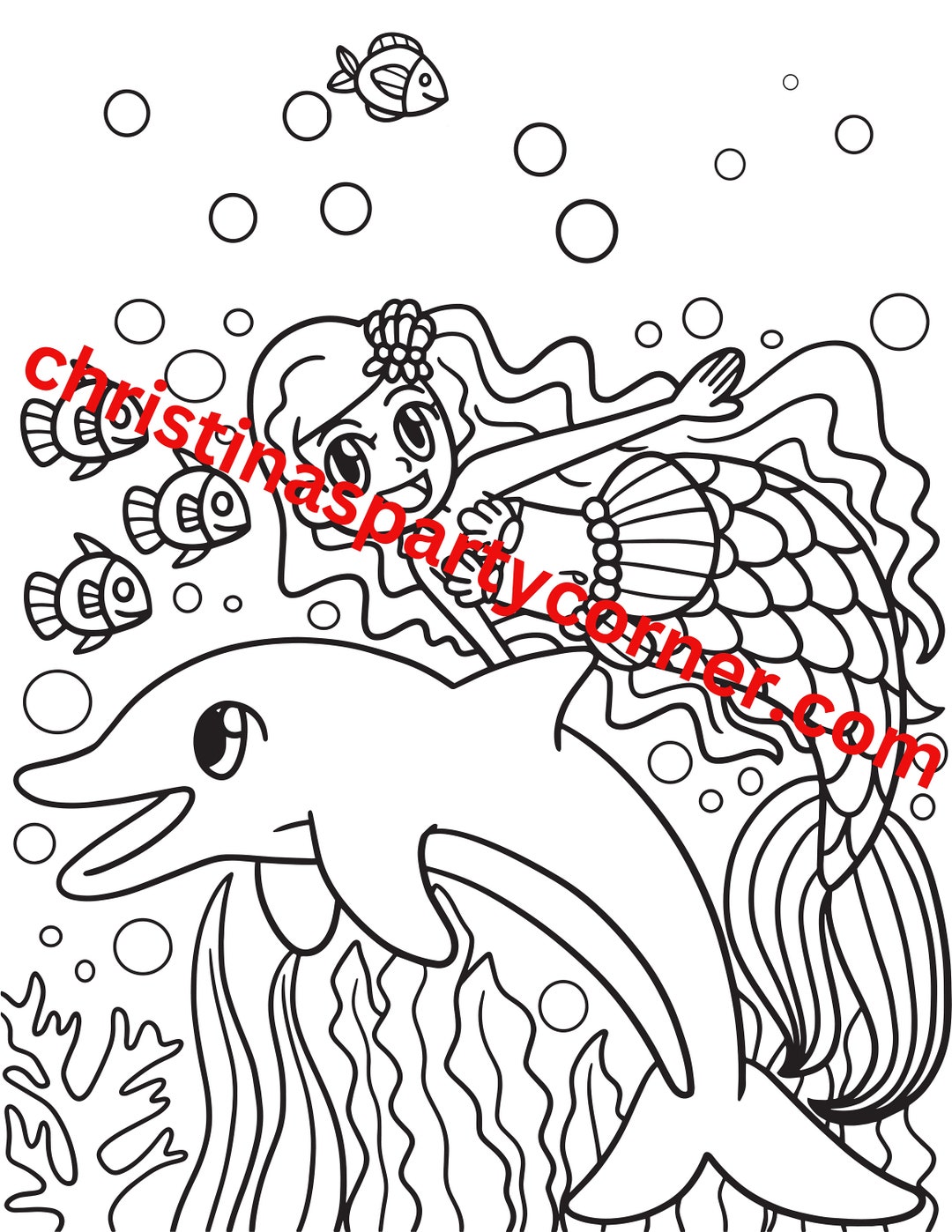Mermaid Coloring Pages, Mermaid Birthday Activity - Etsy