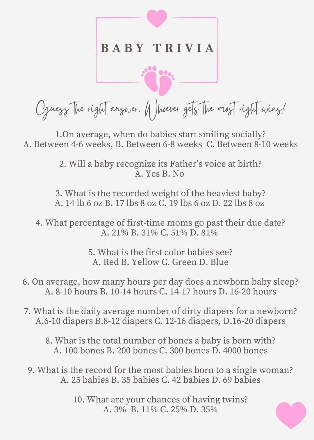 Pink Feet Baby Shower Games - Etsy