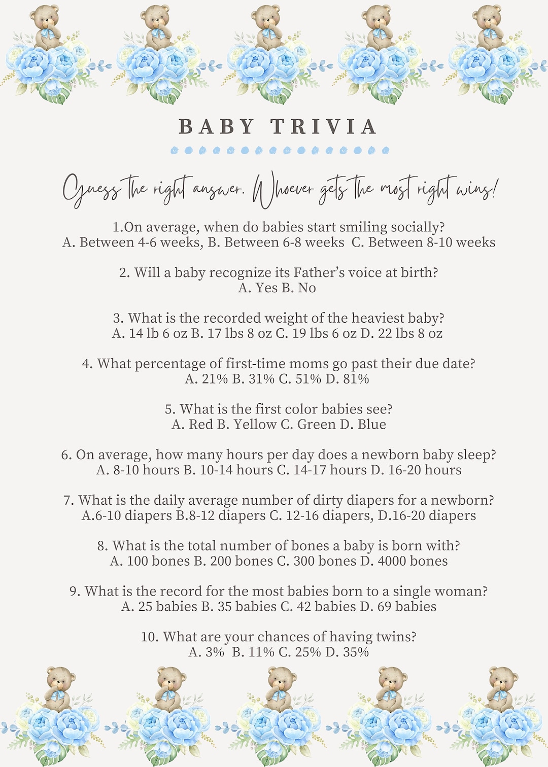 Teddy Bear Baby Shower Games - Etsy