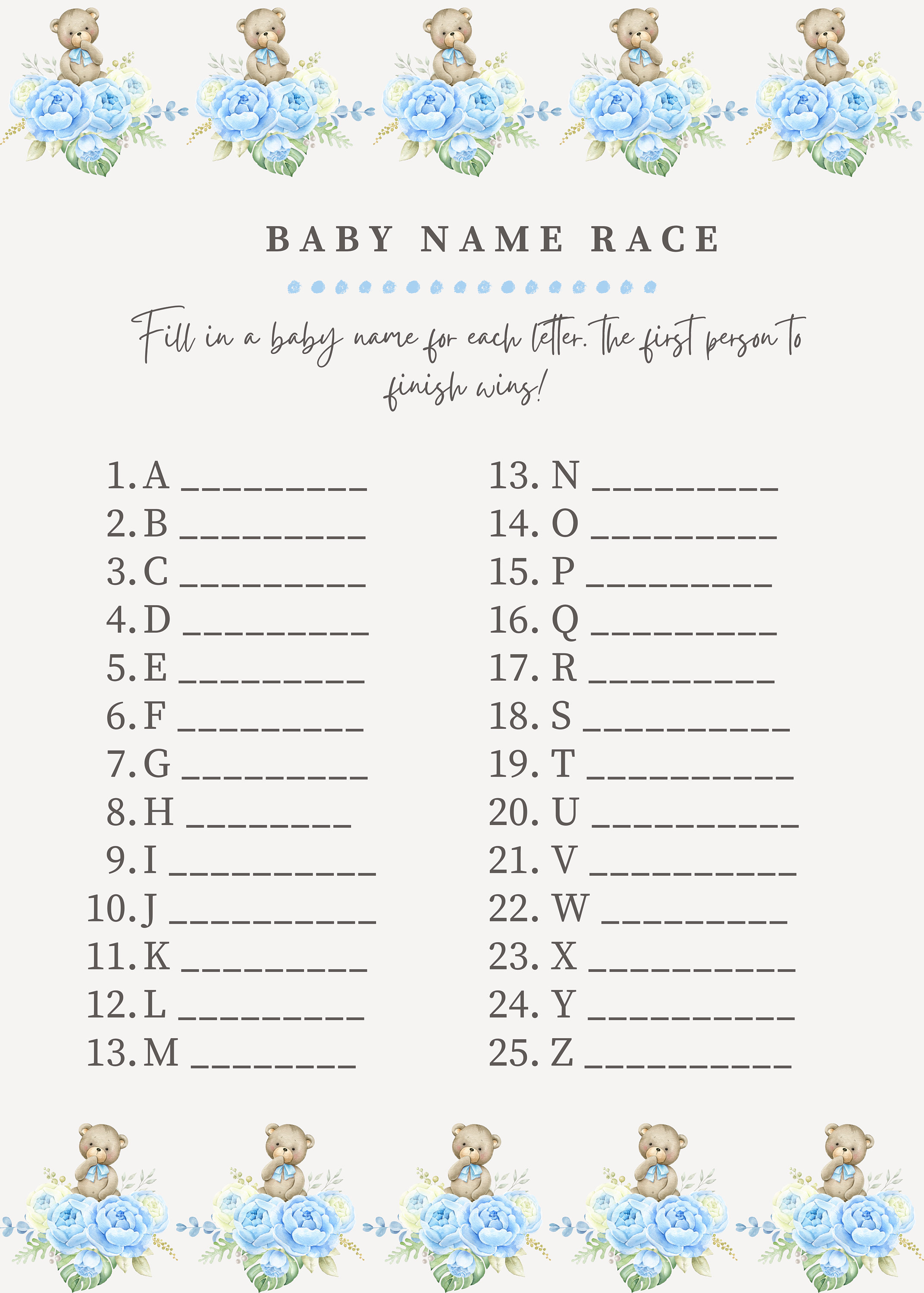 Teddy Bear Baby Shower Games - Etsy