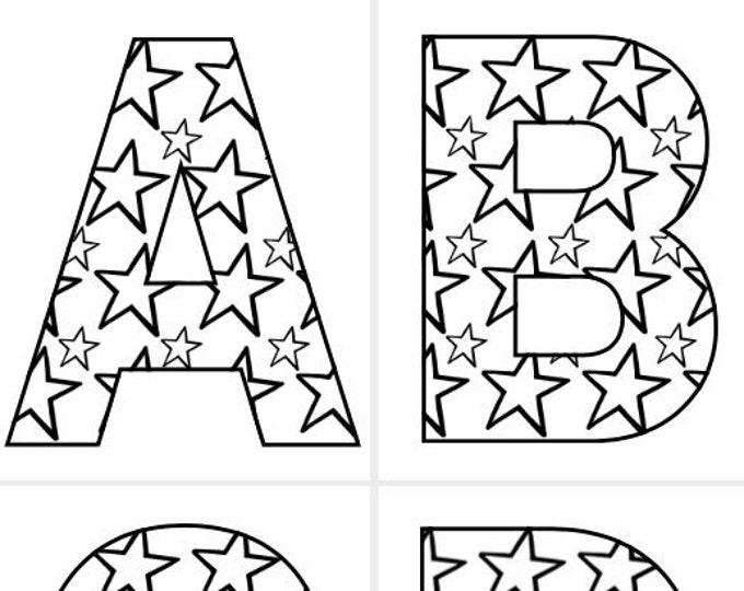 Alphabet Star Coloring Pages - Etsy