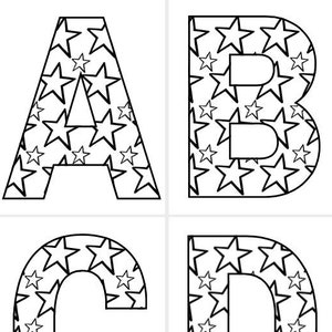 Alphabet Star Coloring Pages - Etsy