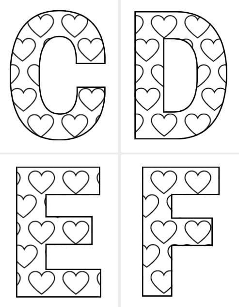 Alphabet Heart Coloring Pages - Etsy