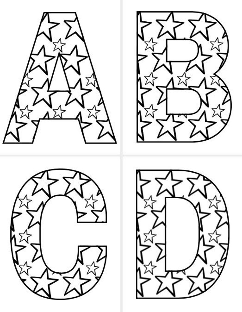 Alphabet Star Coloring Pages - Etsy