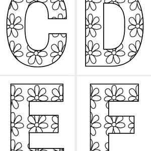 Alphabet Flower Coloring Pages - Etsy