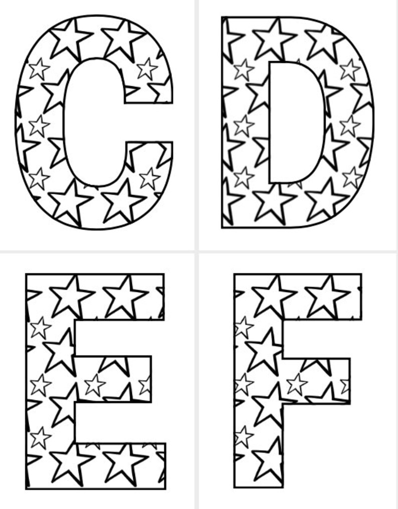 Alphabet Star Coloring Pages - Etsy