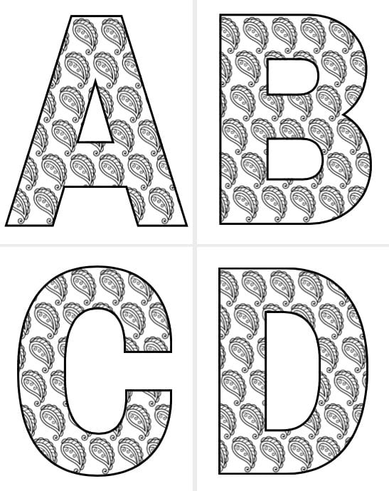Alphabet Paisley Coloring Pages - Etsy