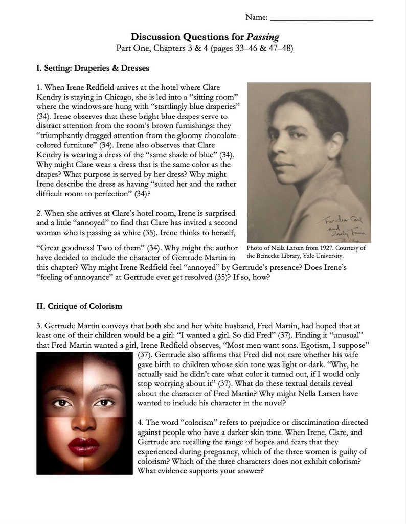 Passing by Nella Larsen | Complete Teaching Unit | Reading Quizzes ...