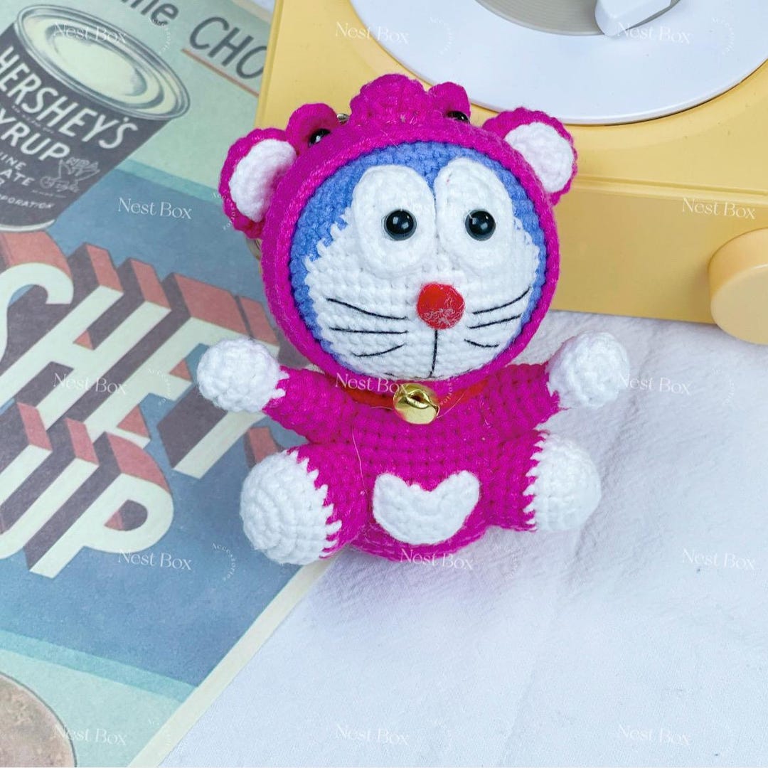 Crochet Doraemon Wearing Lotso Costume Keychain/bag Chain - Etsy