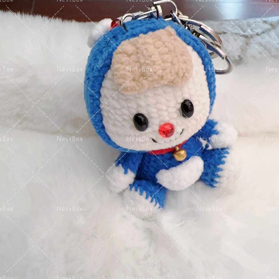 Crochet Baby Wearing Doraemon Costume Keychain/bag Chain - Etsy