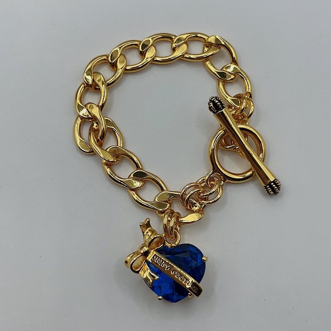 Juicy Couture Blue Heart Locket Charm Bracelet 16cm - Etsy