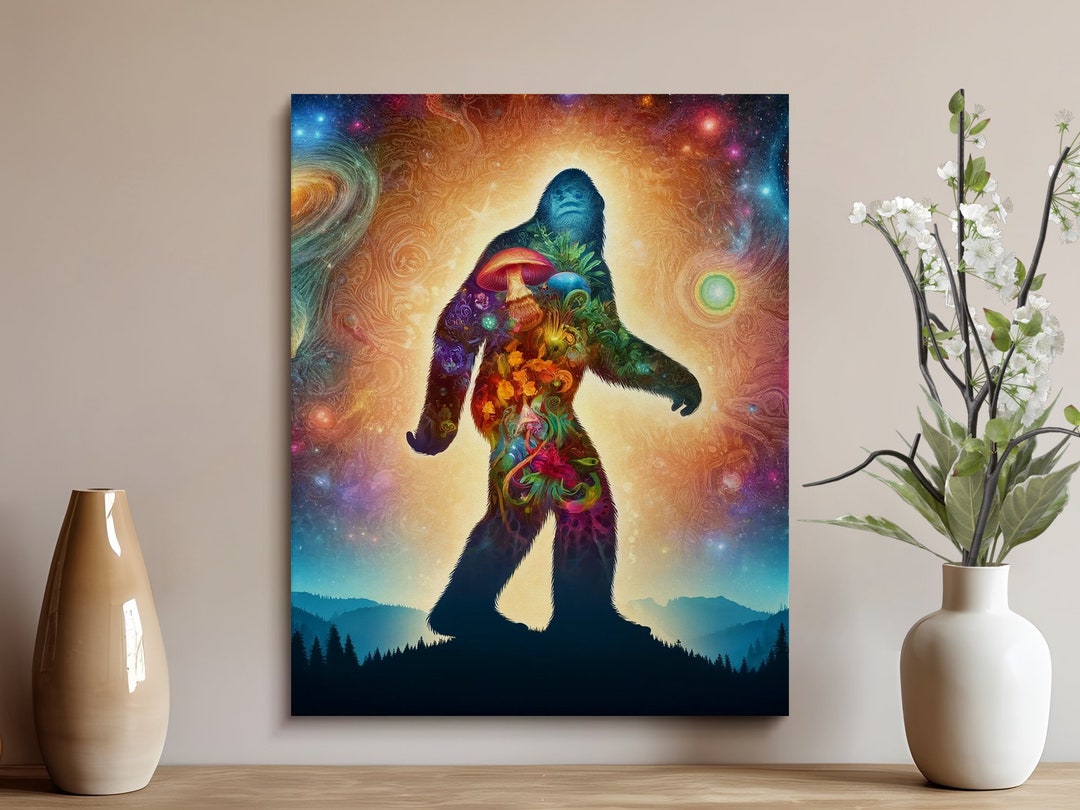 Cosmic Bigfoot Abstract Art Print, Colorful Space Wall Decor, Outer ...