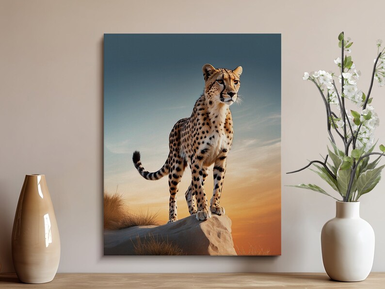 Cheetah Wall Art Print, African Wildlife Photography, Sunset Safari ...