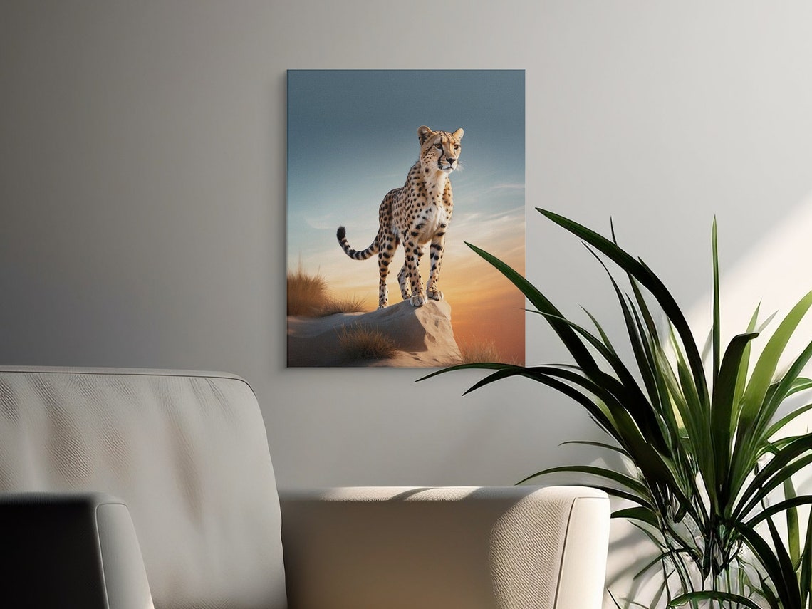 Cheetah Wall Art Print, African Wildlife Photography, Sunset Safari ...