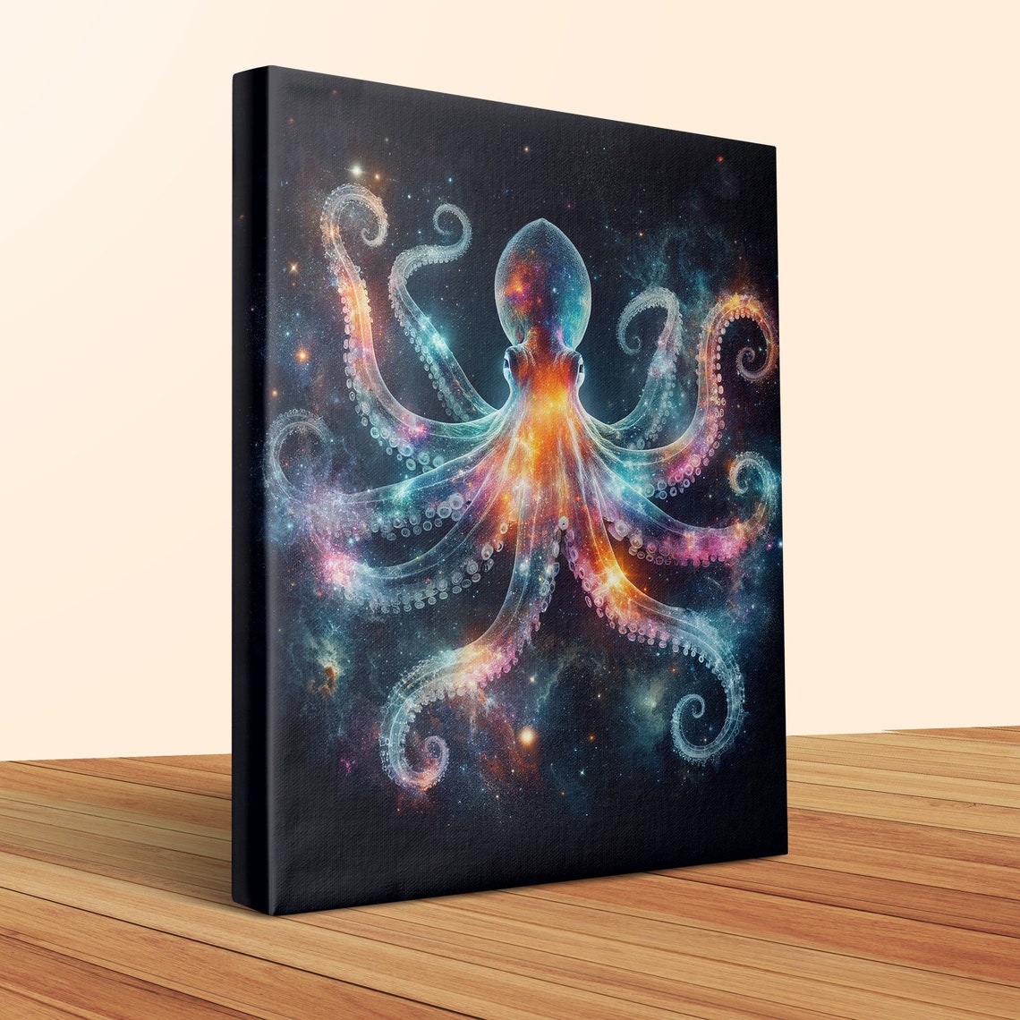 Colorful Cosmic Octopus Wall Art, Vibrant Space Nebula Octopus Poster ...