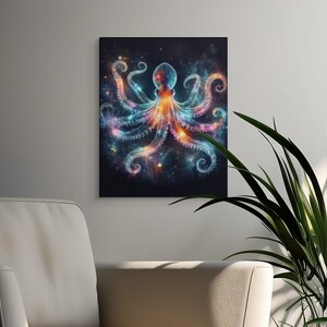 Colorful Cosmic Octopus Wall Art, Vibrant Space Nebula Octopus Poster ...