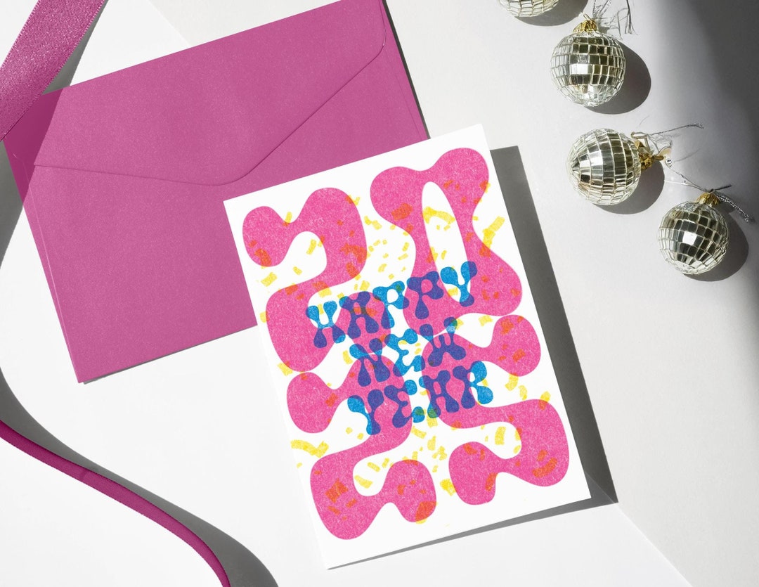 Printable Funky New Year Card | Instant Download Cards| Girly Christmas ...