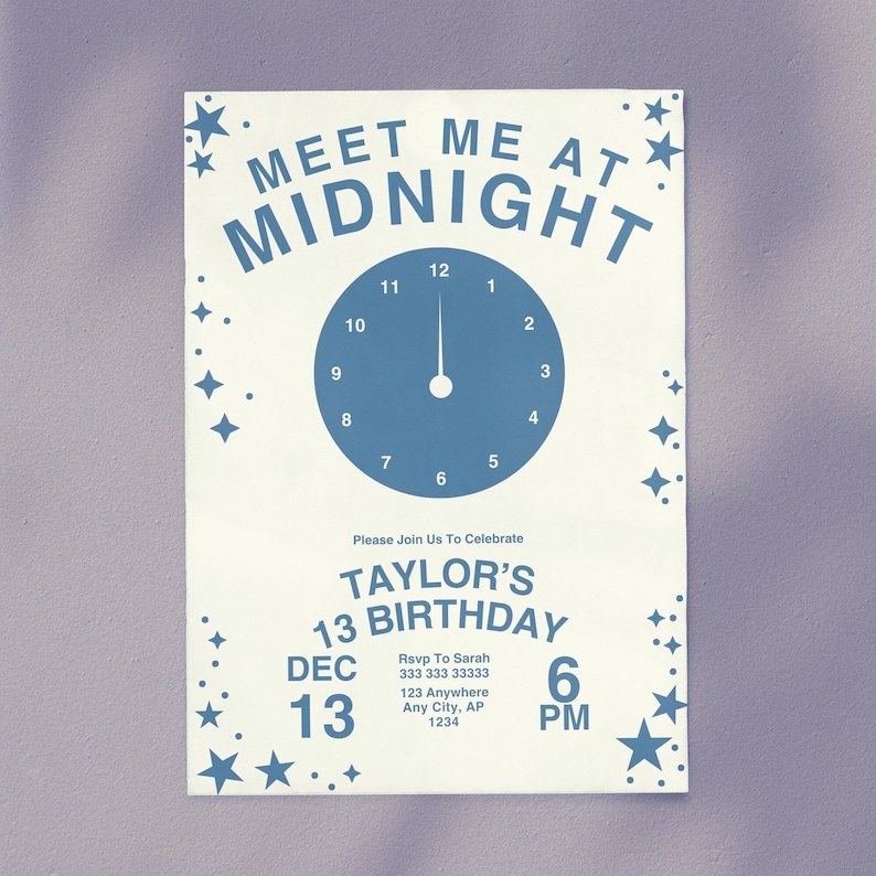 Meet Me at Midnight Party Invitation, Taylor Midnights Inspired ...