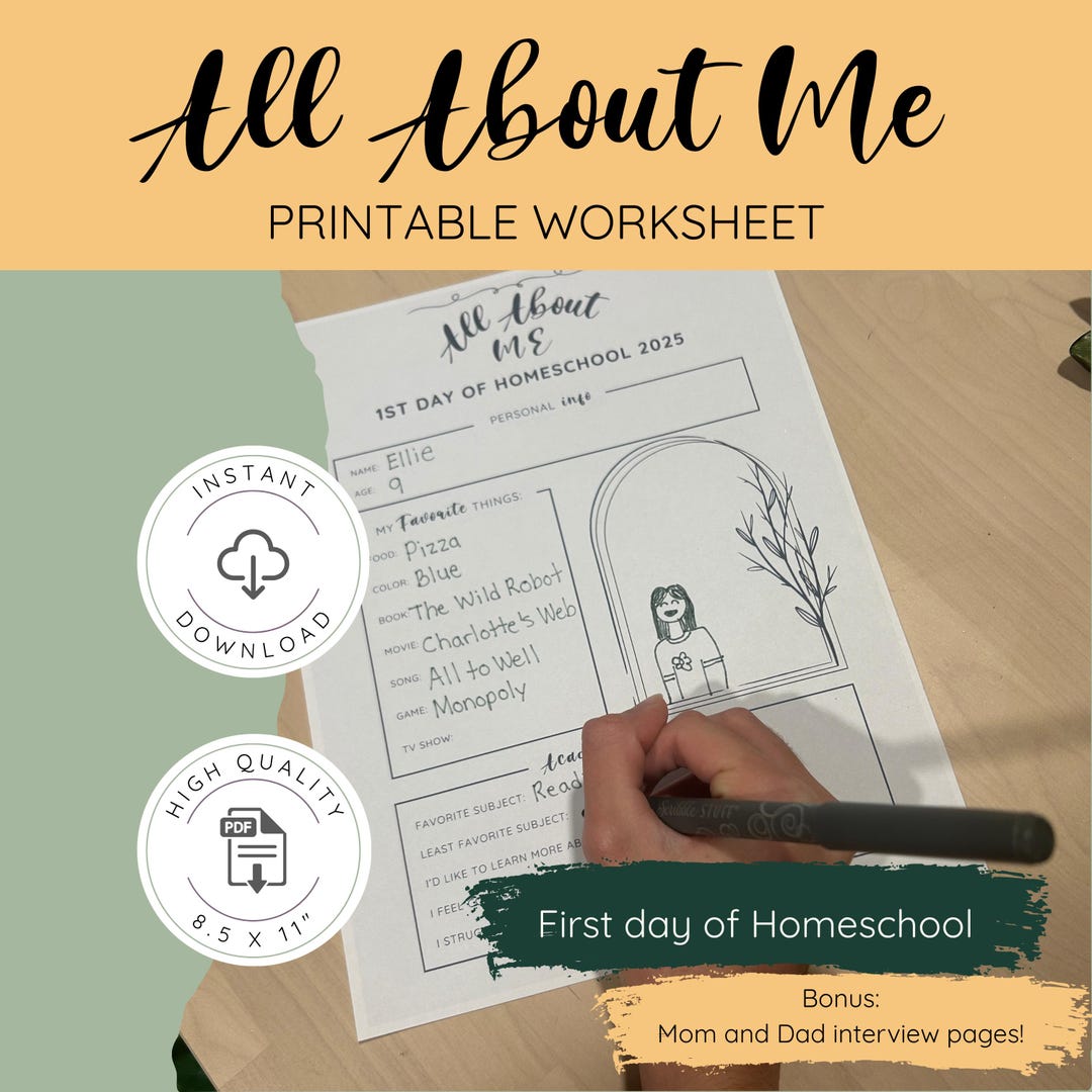 First Day of Homeschooling Survey Printable Worksheet Activity | All ...