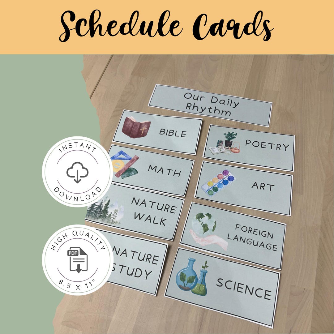 Homeschool Daily Schedule Cards Printable | Kids Visual Routine Cards ...