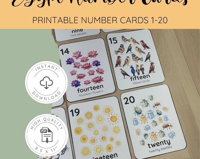 Number Flash Cards | Printable Homeschool Preschool Minimalist - Etsy ...