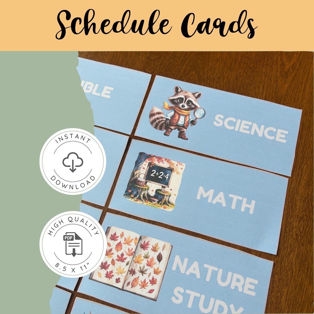 Homeschool Daily Schedule Cards Printable, Kids Visual Routine Cards ...