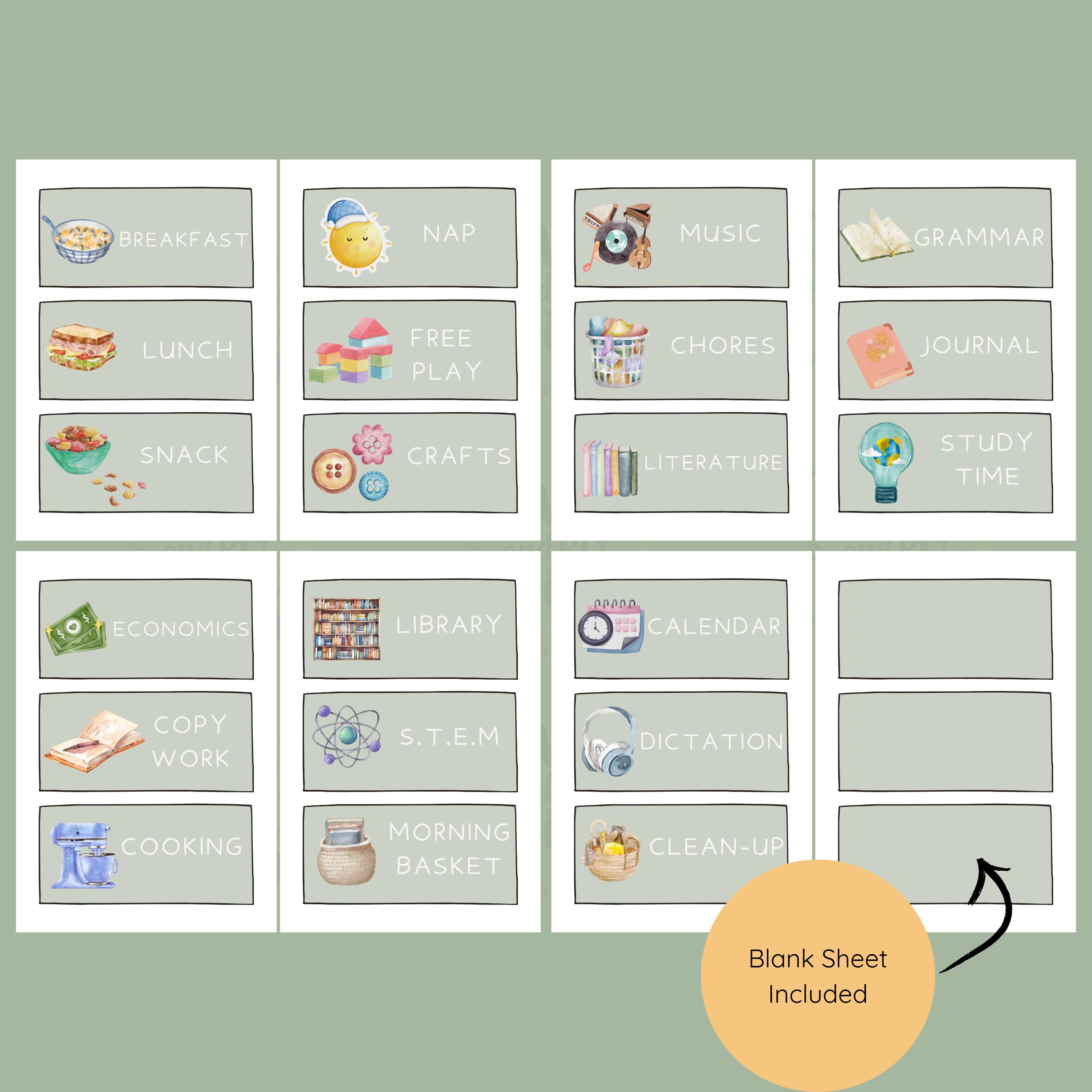 Homeschool Daily Schedule Cards Printable | Kids Visual Routine Cards ...