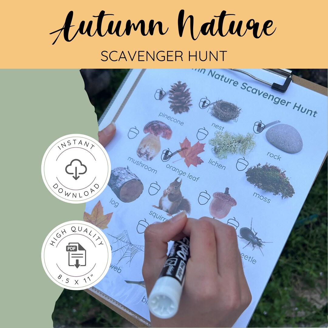 Autumn Nature Scavenger Hunt Printable Worksheet | Fall Homeschooling ...