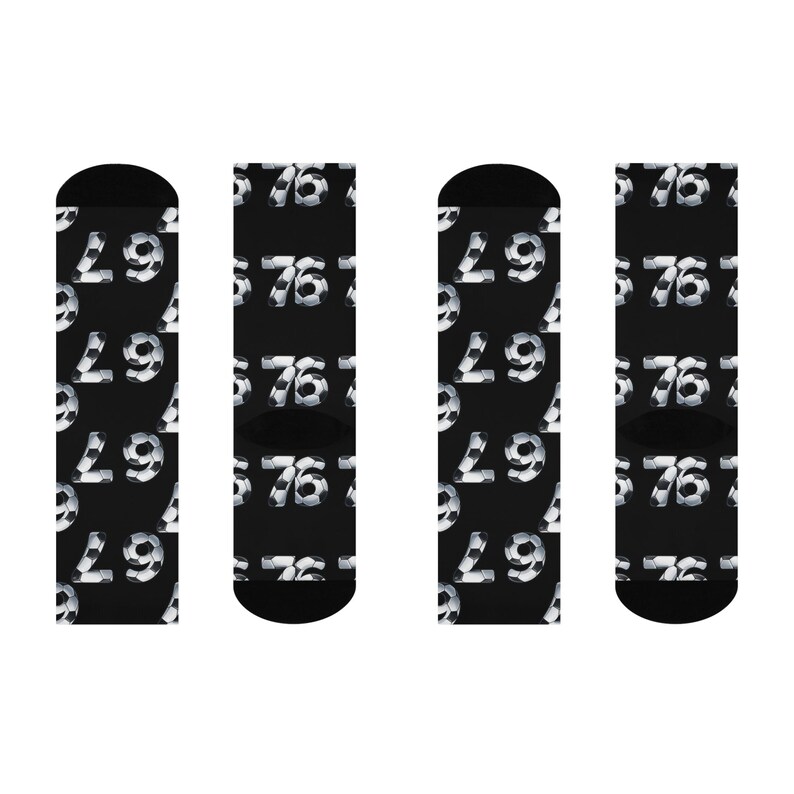 Gen Alpha Soccer Ball Numbers Cushioned Crew Socks | Black 6-7 - Etsy
