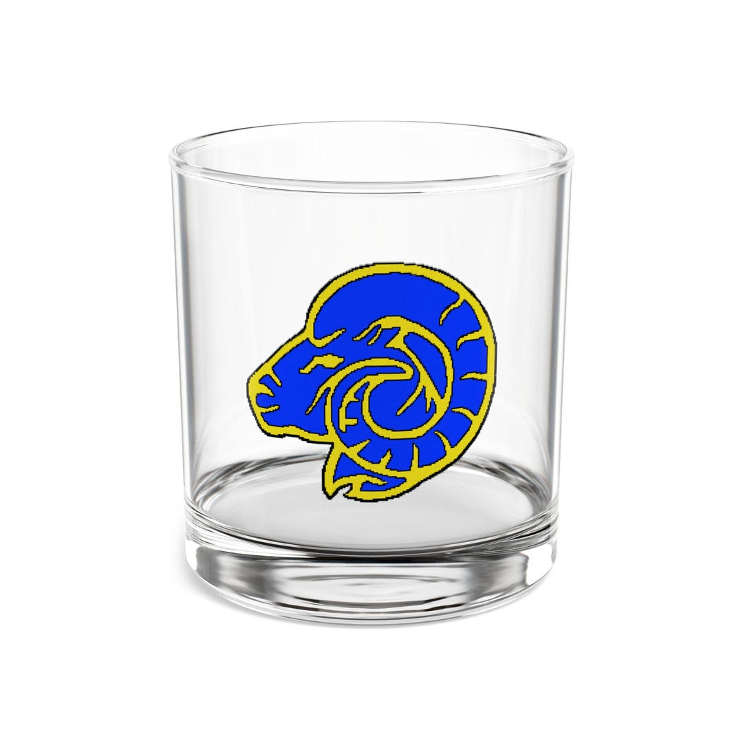 Hand-drawn LA Rams Logo Rocks Glass - Gold and Blue NFL Fan Rocks Glass ...
