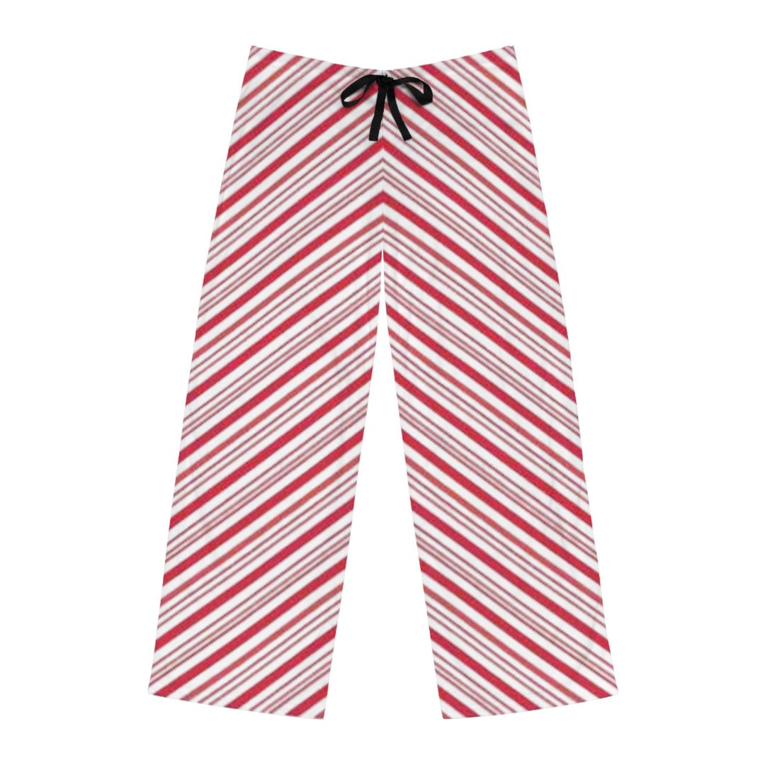 Hand-drawn Candy Cane Striped Mens Pajama Bottoms Festive Christmas ...