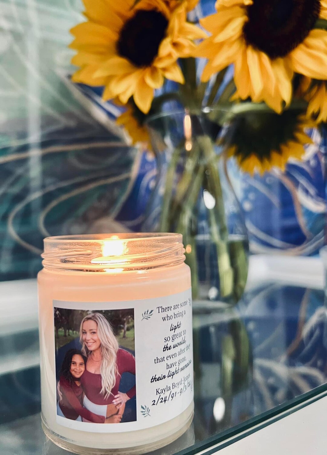 Loving Memory Personalized Candle | Hand-drawn Memorial Design 9oz Soy ...
