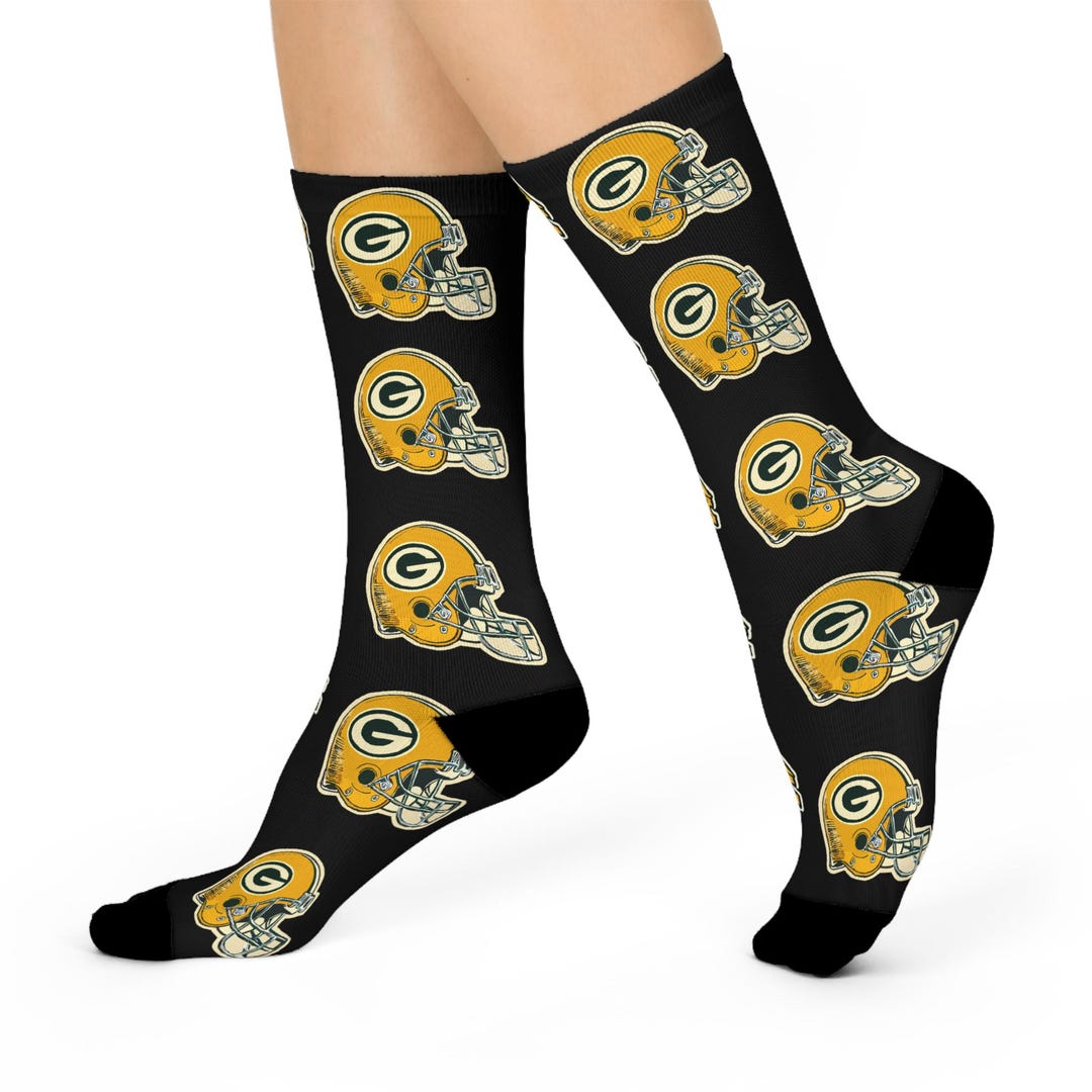 Green Bay Packers Socks: Hand-drawn Helmet & Cheese Design - Etsy