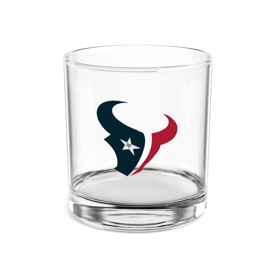Houston Texans Inspired Rocks Glass - Hand Drawn Deep Steel Blue and ...