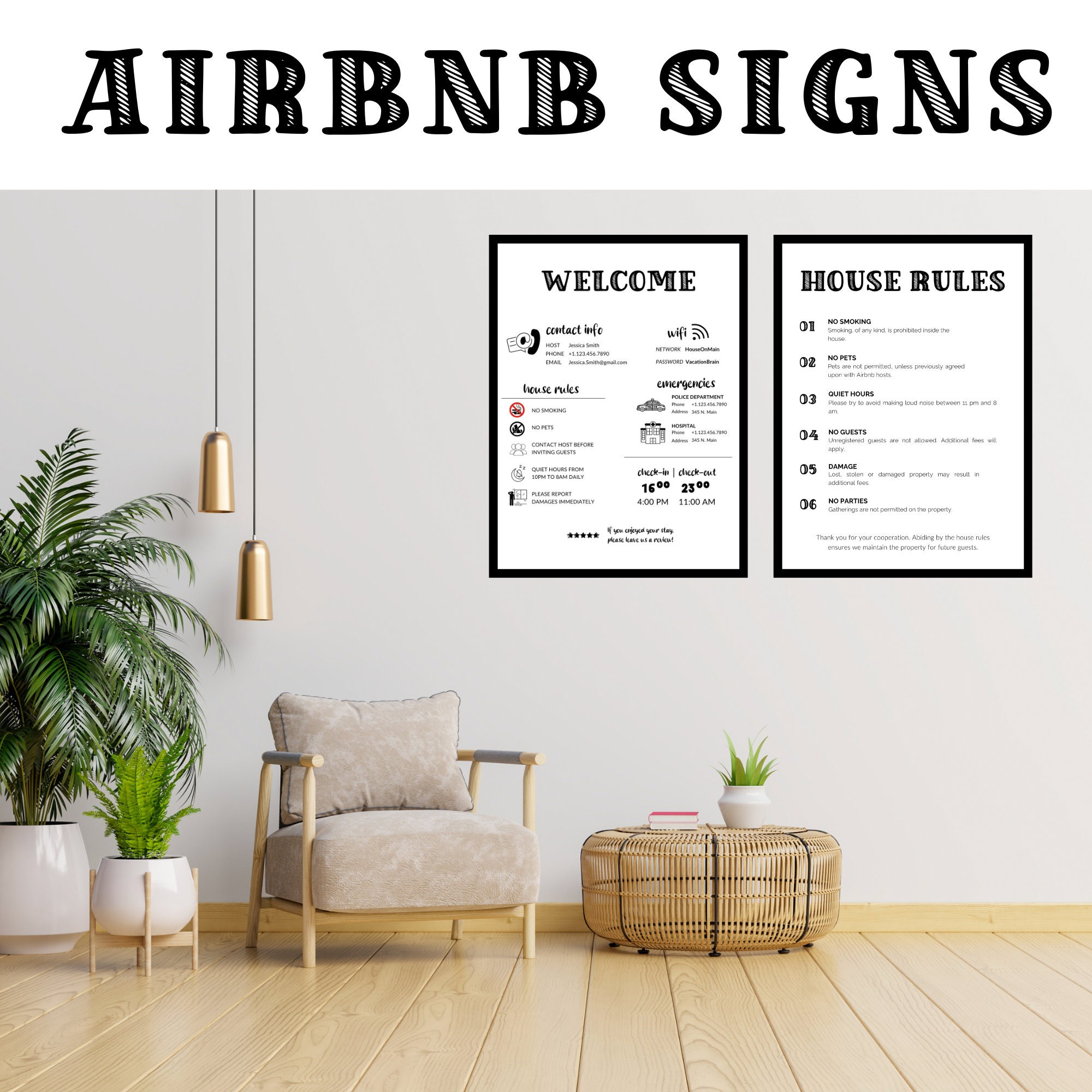 Editable Airbnb Welcome Guide Signage, Printable Short Term Rental ...