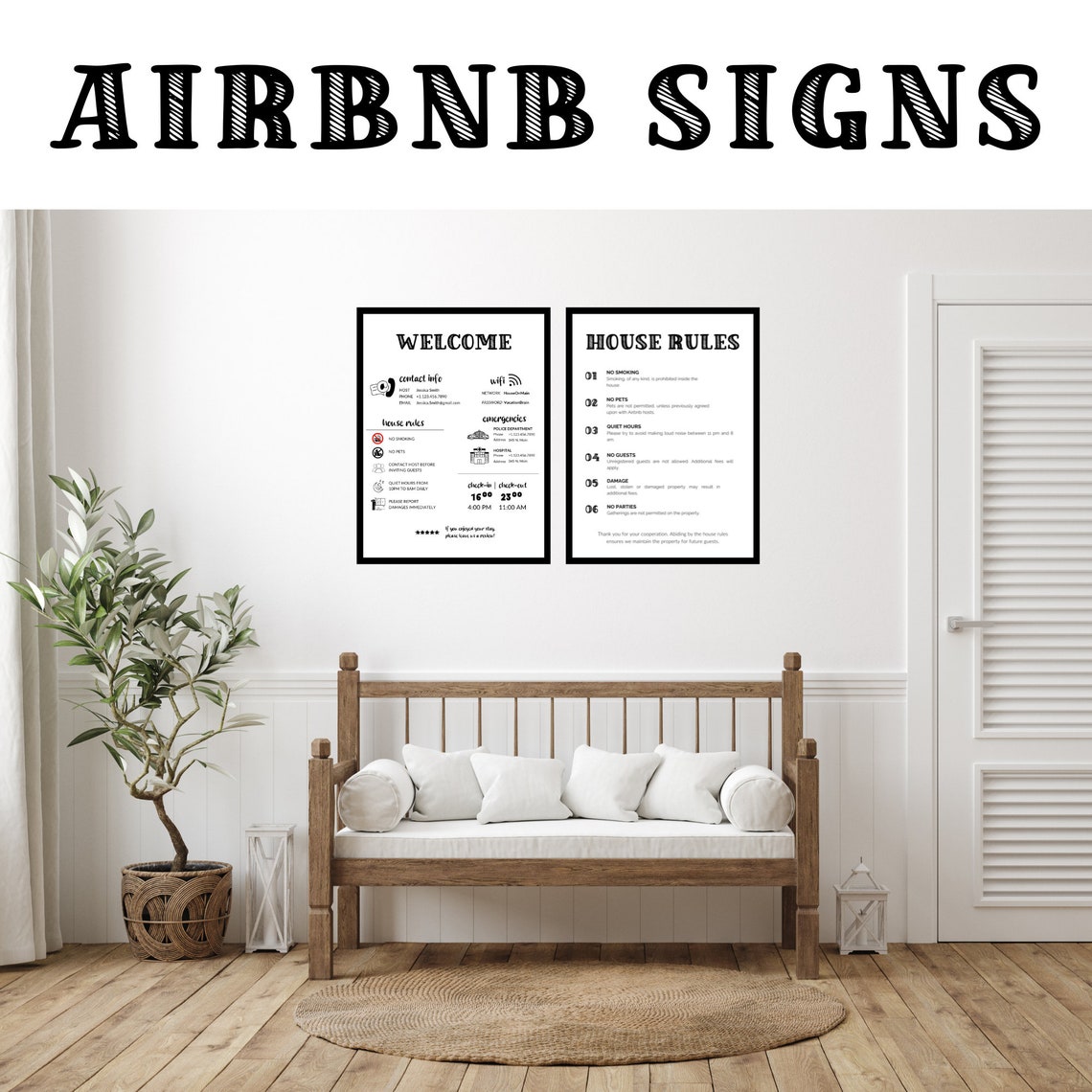Editable Airbnb Welcome Guide Signage, Printable Short Term Rental ...
